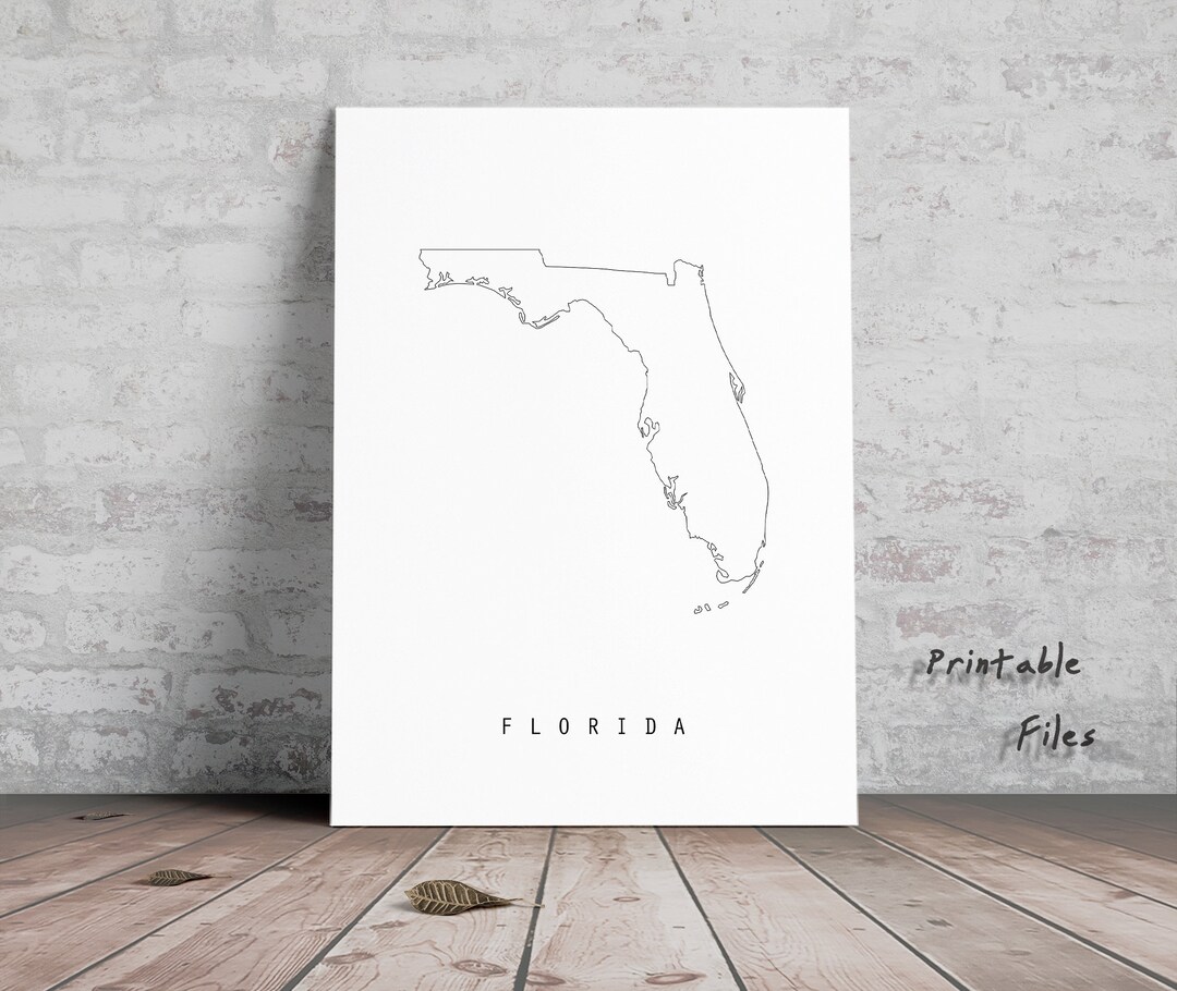 Florida Minimal Map, Printable Files, Florida - Etsy