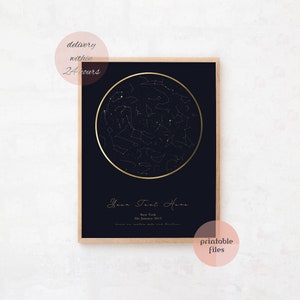 Star Map Personalised Print, High Resolution Printable File, Made to ...