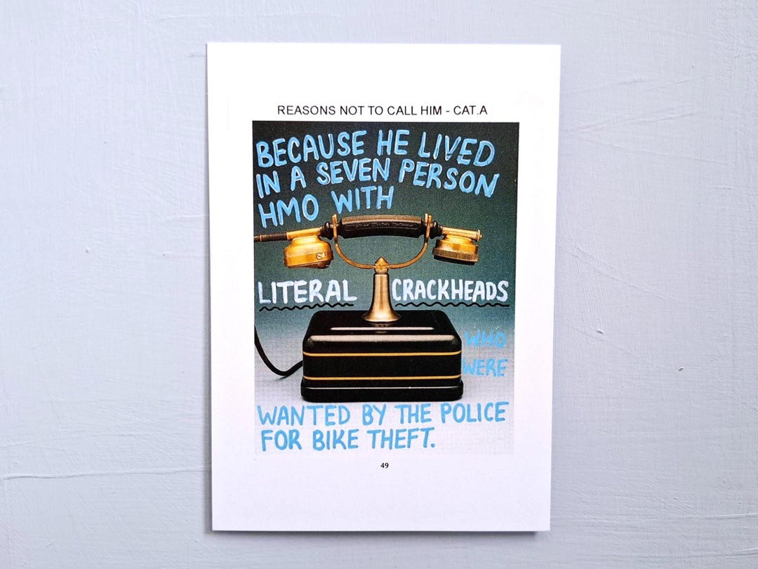 Hallway Art | Funny Rude Card | A6 Postcard Print | Reasons Not to Call ...