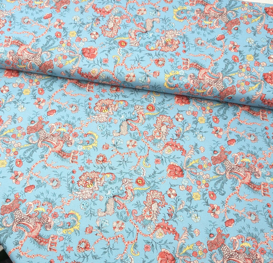 Dutch Heritage DHER2051 Blue 100% Cotton Fabric by the Metre, Half ...