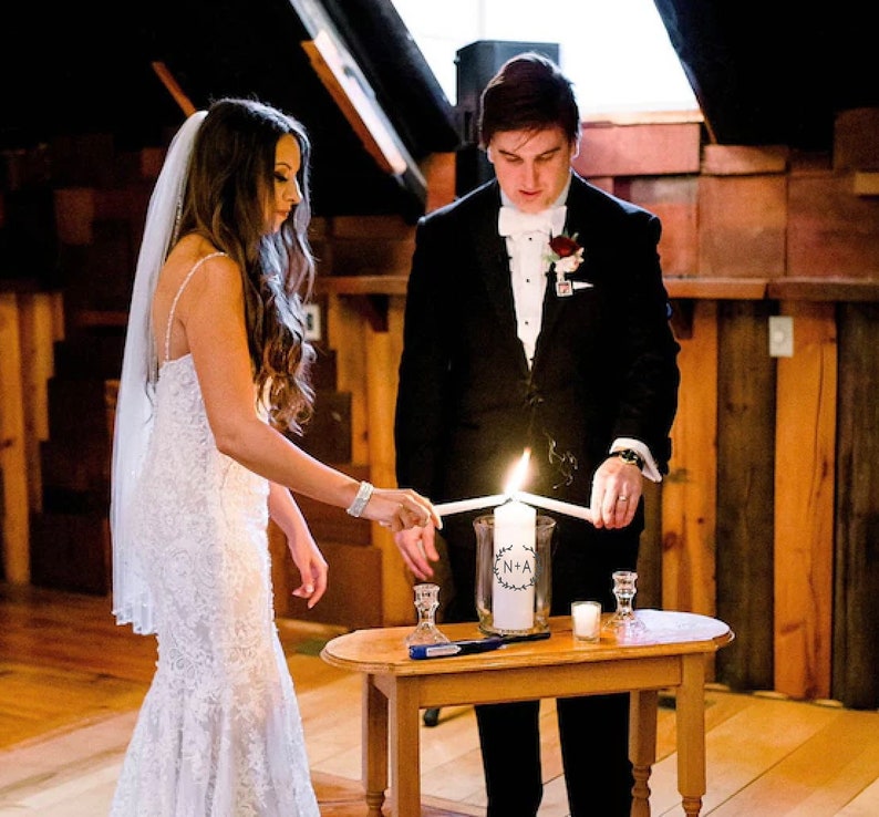 Unity Candle Holder Set Wedding Monogram Hurricane Glass - Etsy