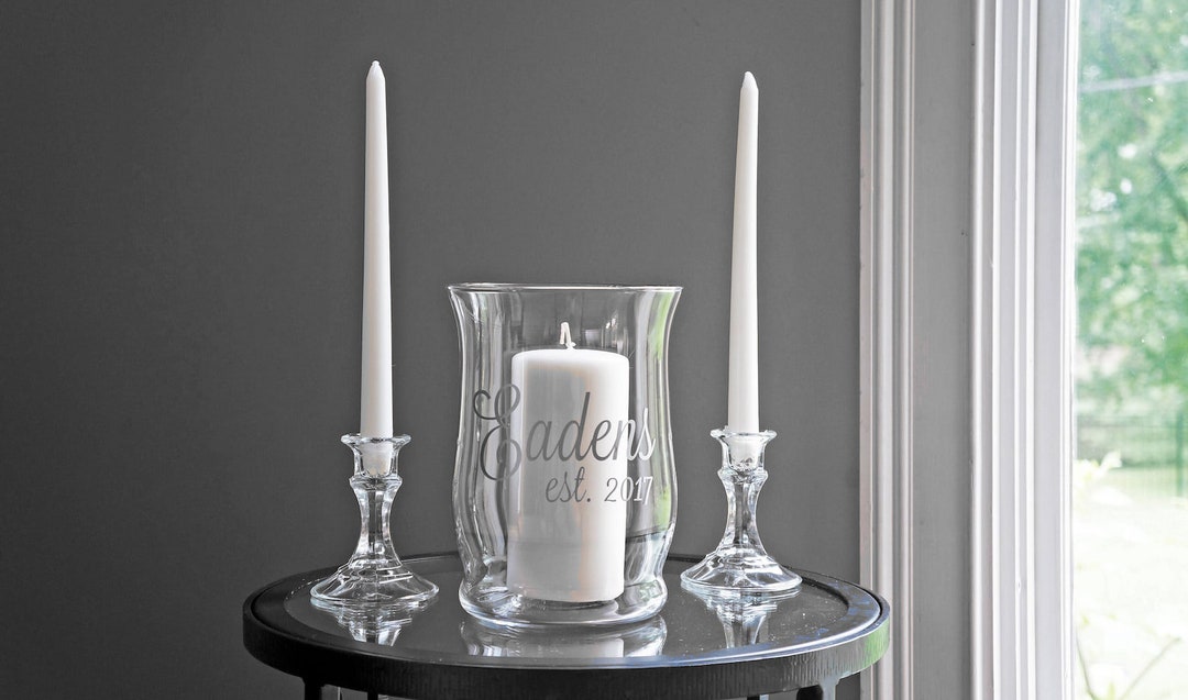 Unity Candle Holder Set Unity Ceremony Glass Candle Holder Hurricane ...