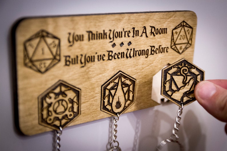 Dungeons and Dragons D&D Inspired | Wooden Keyring and Wall Mount ...