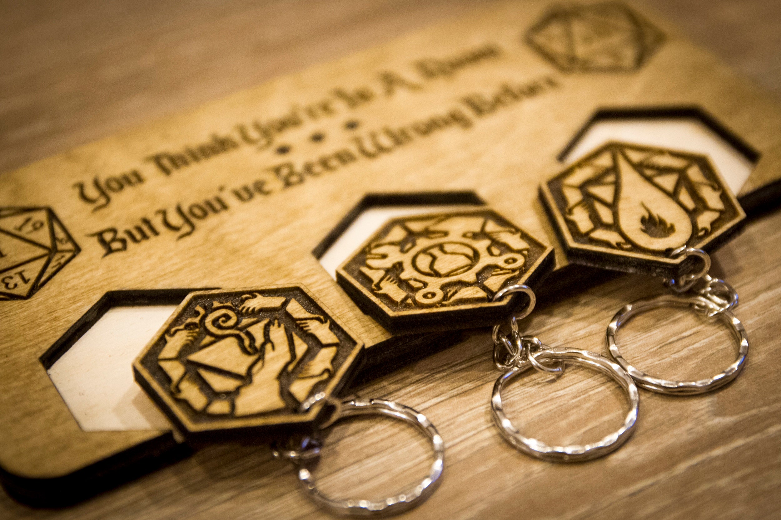 Dungeons and Dragons D&D Inspired | Wooden Keyring and Wall Mount ...