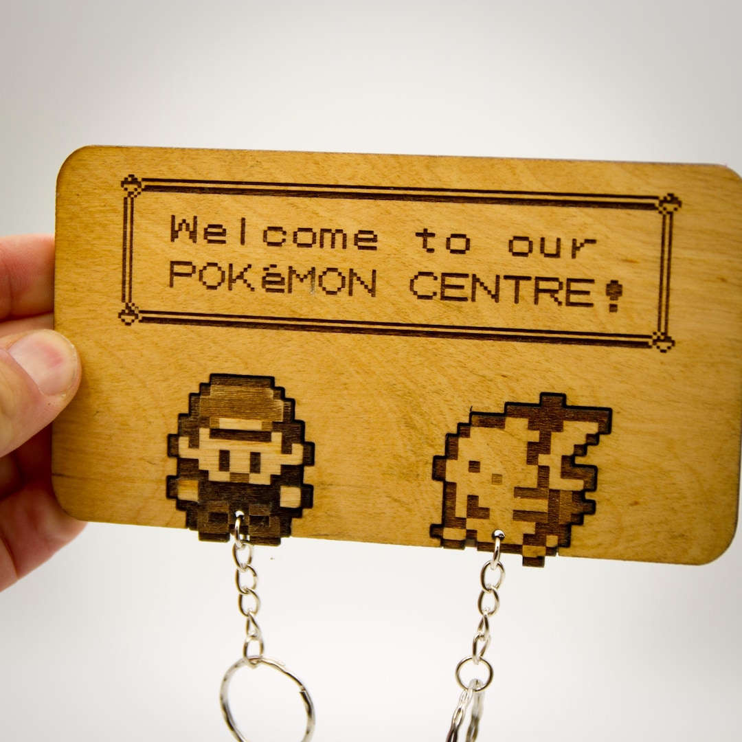 Pokemon Inspired "pokémon Center" | Wooden Keyring and Wall Mount ...