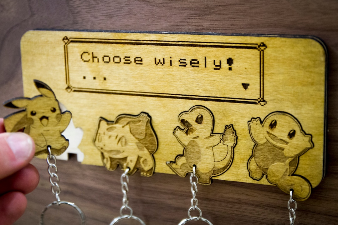 Pokemon Inspired Kanto "choose Wisely" | Wooden Keyring and Wall Mount ...
