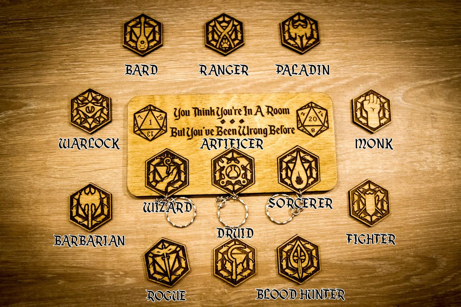Dungeons and Dragons D&D Inspired | Wooden Keyring and Wall Mount ...