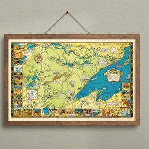 Vintage Pictorial Map of the Arrowhead, Old Map the Arrowhead Minnesota ...