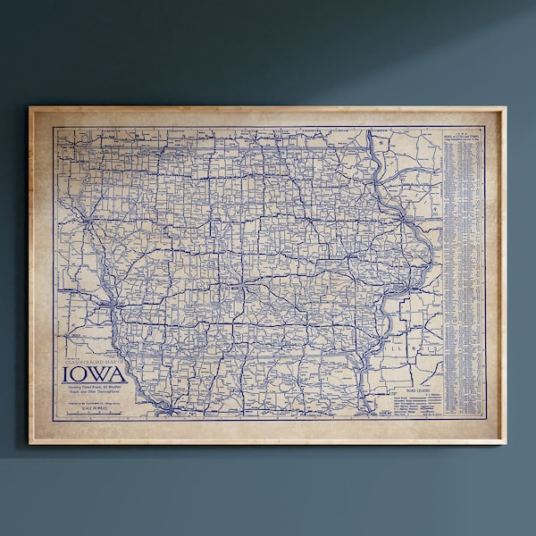 Map of Iowa - Etsy
