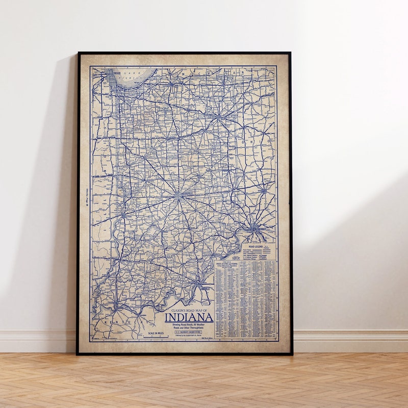 Indiana Map - Etsy