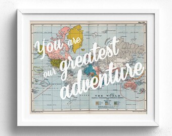 Hello World Printable Map Travel Theme Nursery Map Decor | Etsy