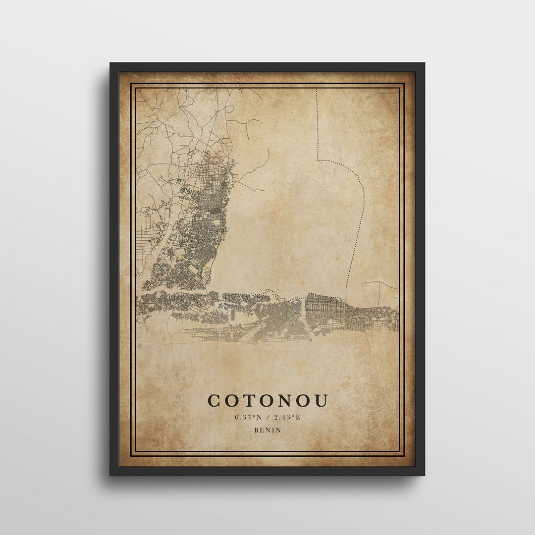 Cotonou Map Benin Cotonou Map Print Cotonou Map Art - Etsy