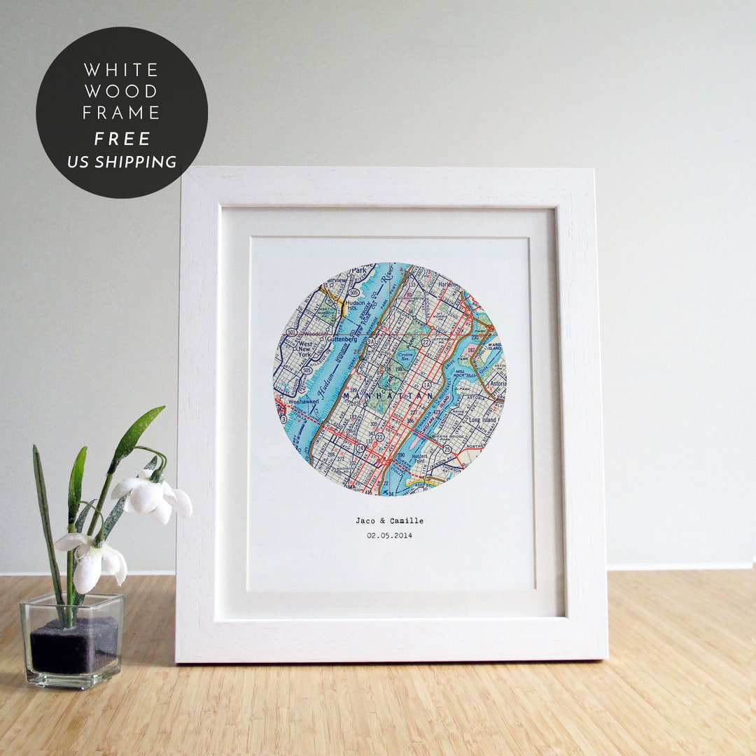 Circle Map Art, Map Circle, Circle Map Print, Personalized Map Framed ...