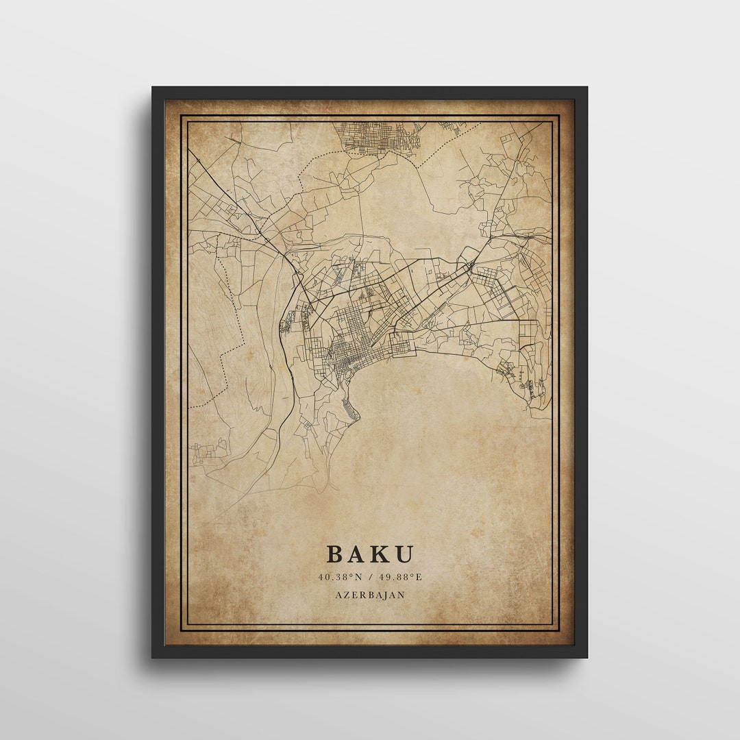 Baku Map Azerbajan Baku Map Print Baku Map Art Baku Gift - Etsy
