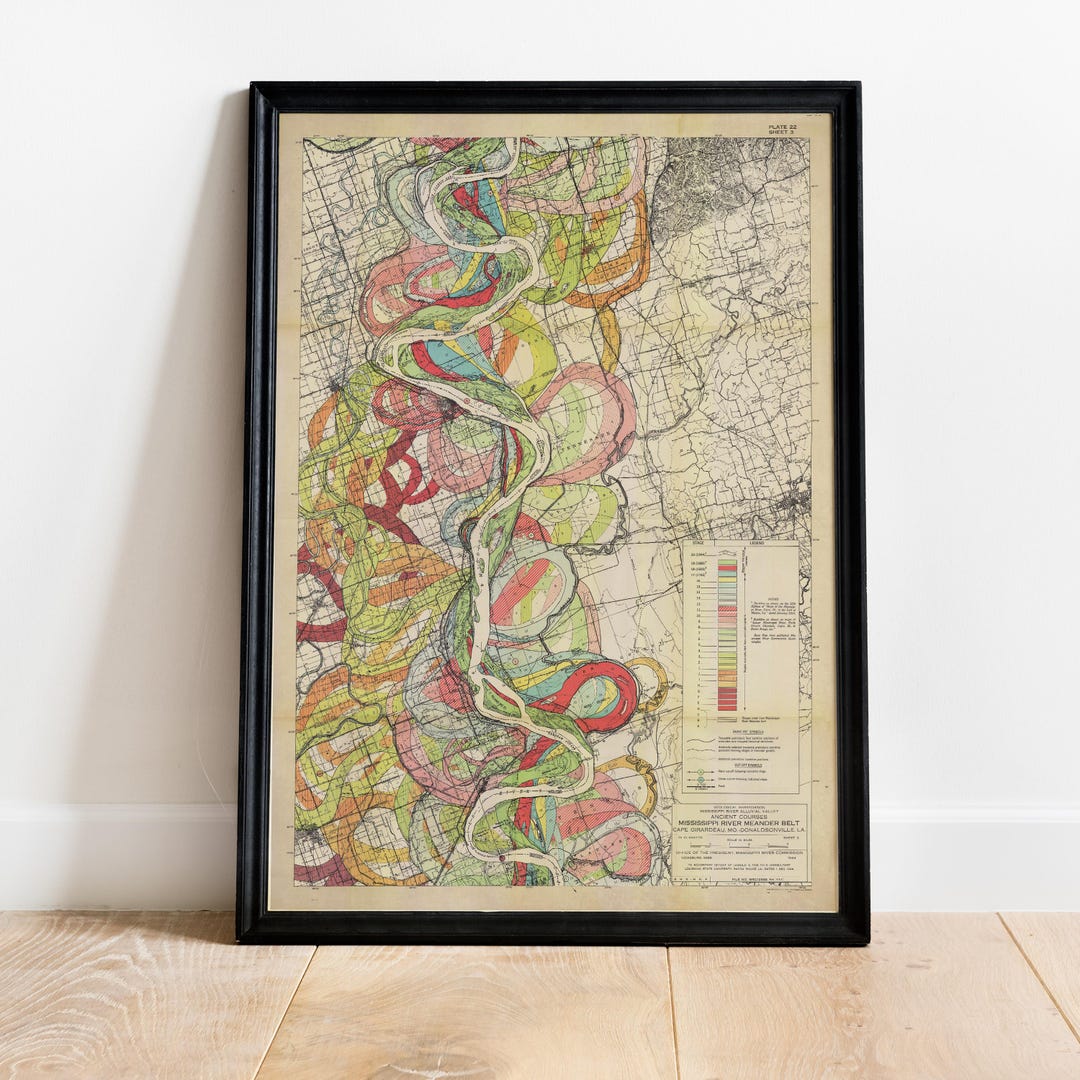 Harold Fisk Map Print: Mississippi River Meander New Madrid to ...