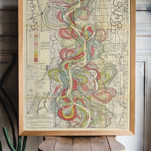 Mississippi Meander Map, Geological Vintage Map, Harold Fisk Map, River ...