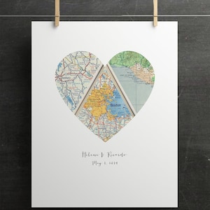 DIGITAL Personalized Map Heart Map Print Anniversary Gift - Etsy Ireland