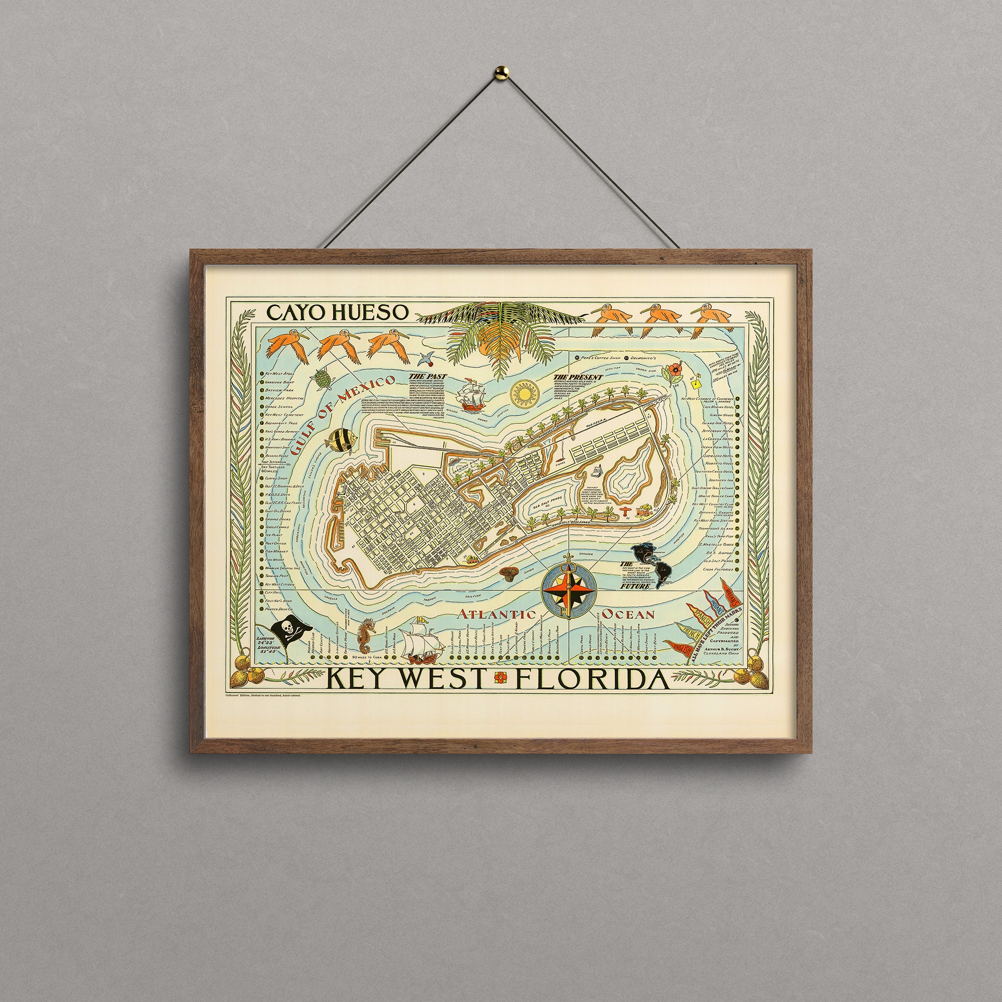 Vintage Map Key West Key West pictorial map Vintage Map | Etsy