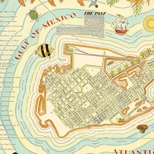 Vintage Map Key West, Key West Pictorial Map, Vintage Map Print, Old ...