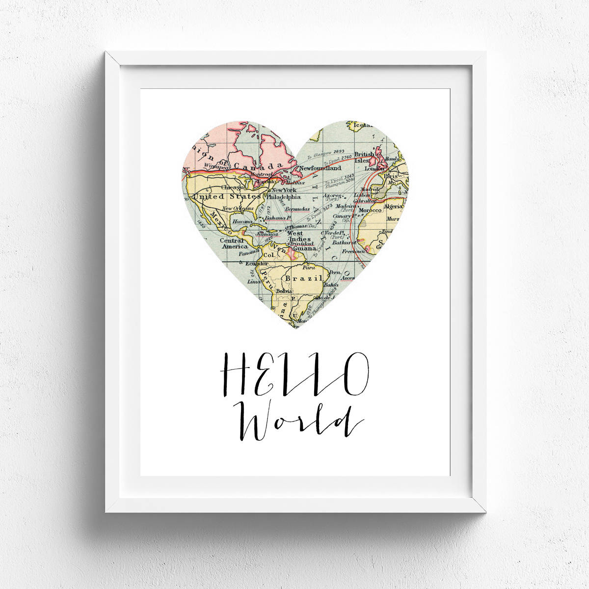 Hello World Printable Map Travel Theme Nursery Map Decor | Etsy