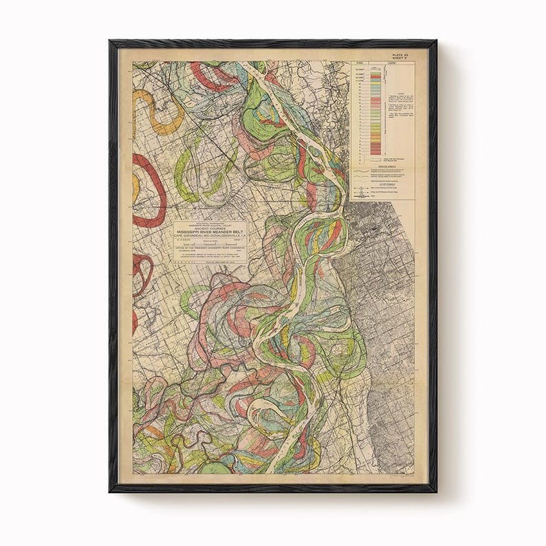 Harold Fisk River Map: Mississippi Meander From Osceola to Memphis ...