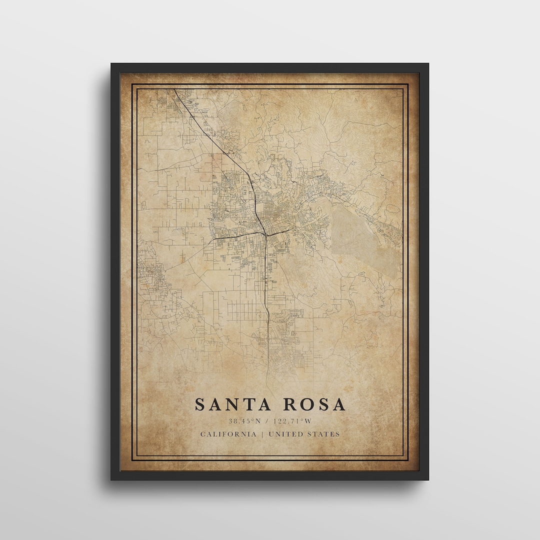 Santa Rosa Map California Santa Rosa Map Print Santa Rosa - Etsy