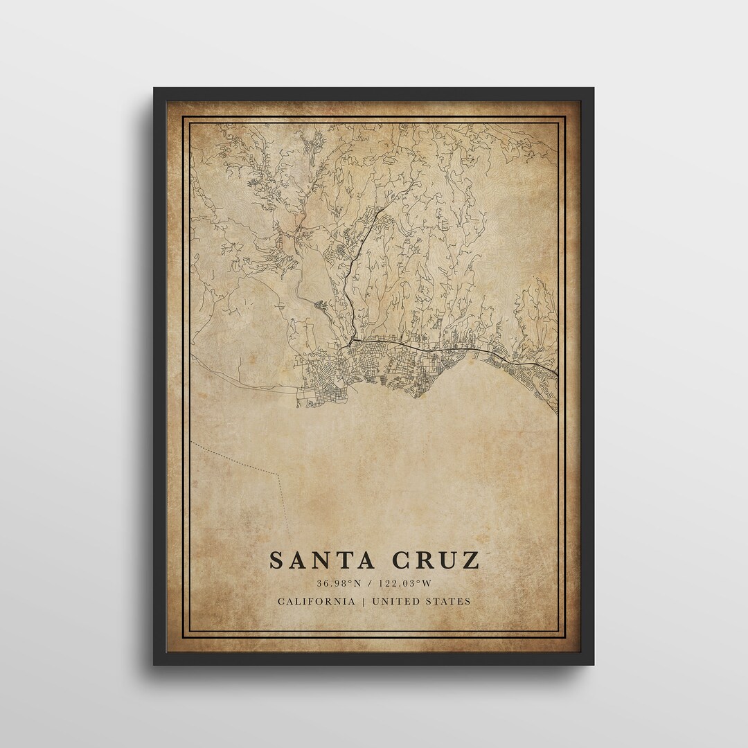 Santa Cruz Map California Santa Cruz Map Print Santa Cruz - Etsy
