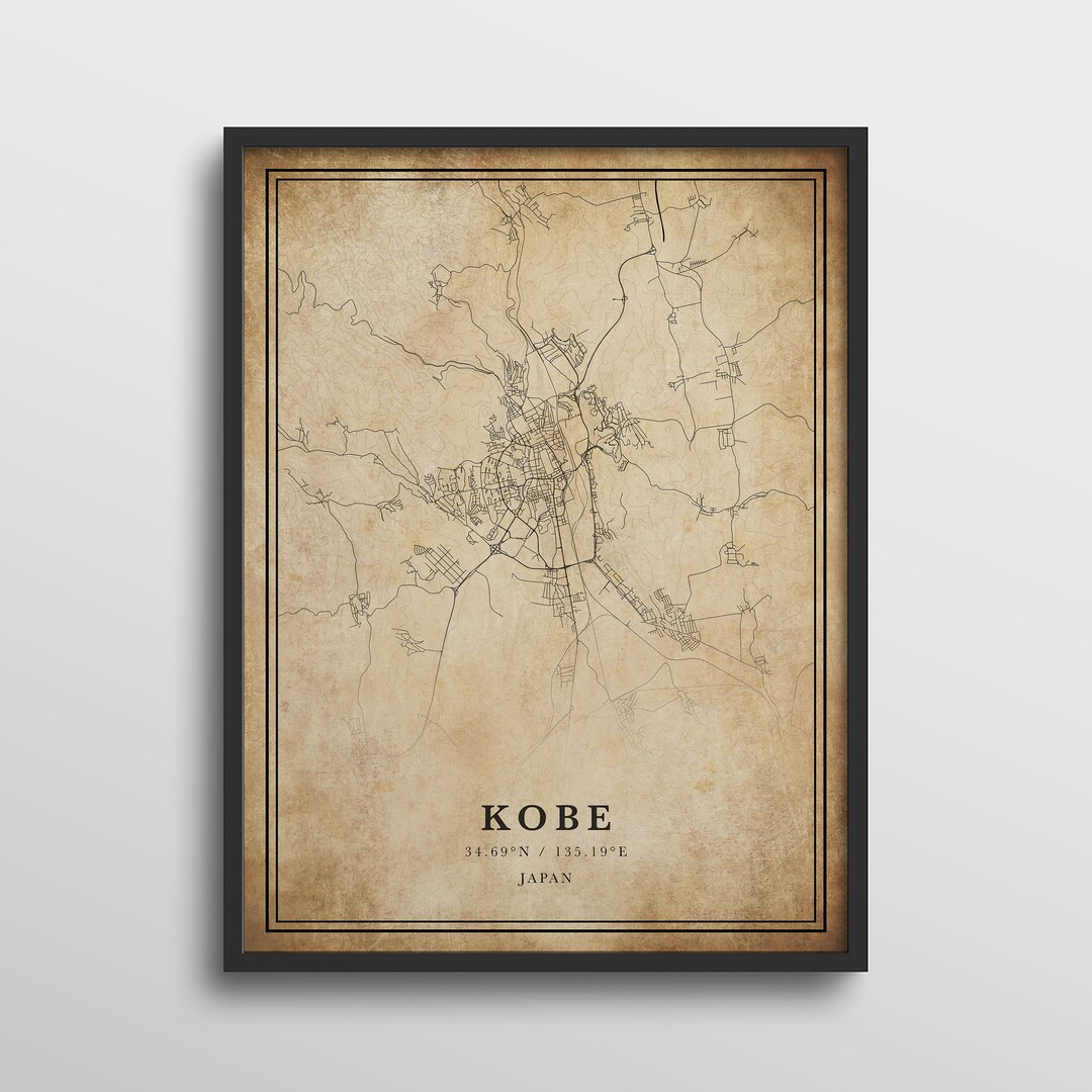 Kobe Map Japan Kobe Map Print Kobe Map Art Kobe Gift Map - Etsy