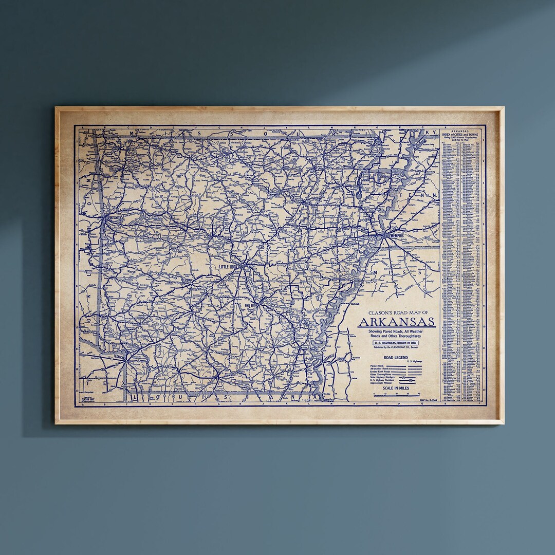 Arkansas Map, Vintage Arkansas Map, Old Arkansas Map, Arkansas ...