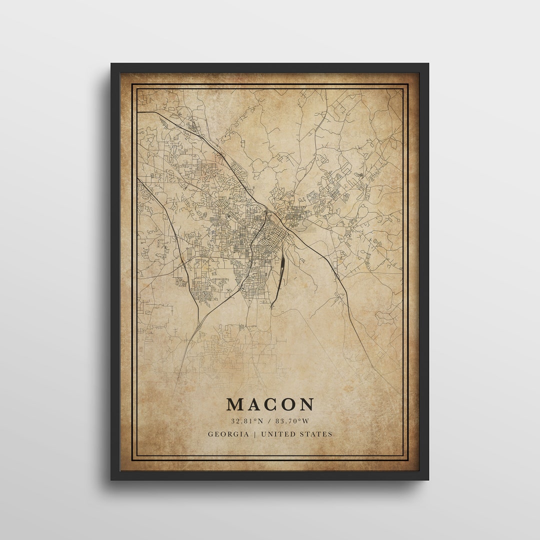 Macon Map Georgia Macon Map Print Macon Map Art Macon - Etsy