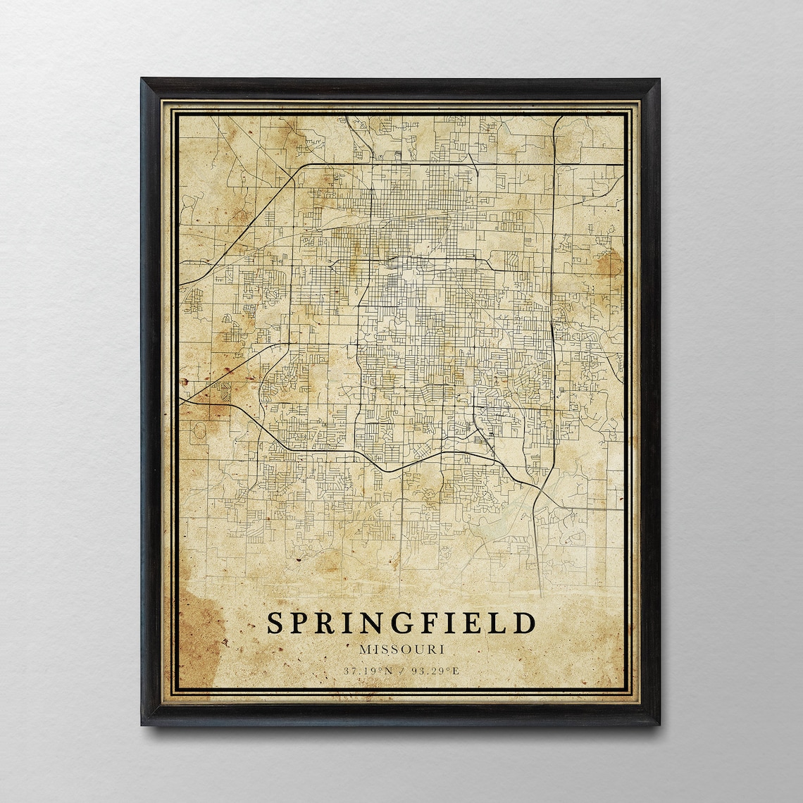 Vintage Springfield Map Missouri Vintage Style Map City Etsy