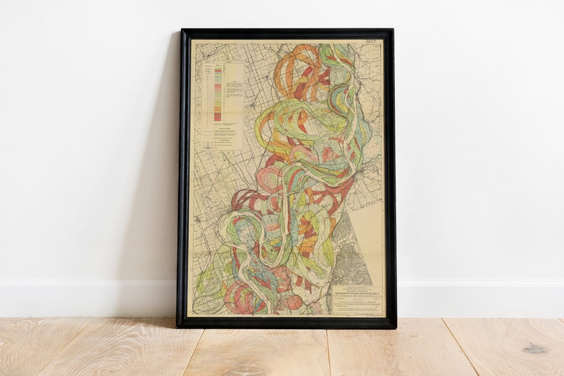 Mississippi River Map: Harold Fisk Vintage Print (12x18, 18x24, 24x36 ...
