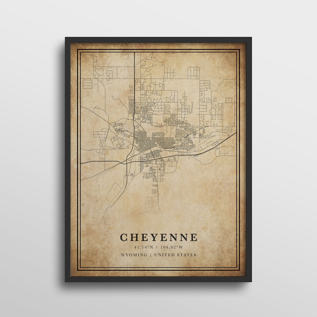 Cheyenne Map Wyoming Cheyenne Map Print Cheyenne Map Art - Etsy