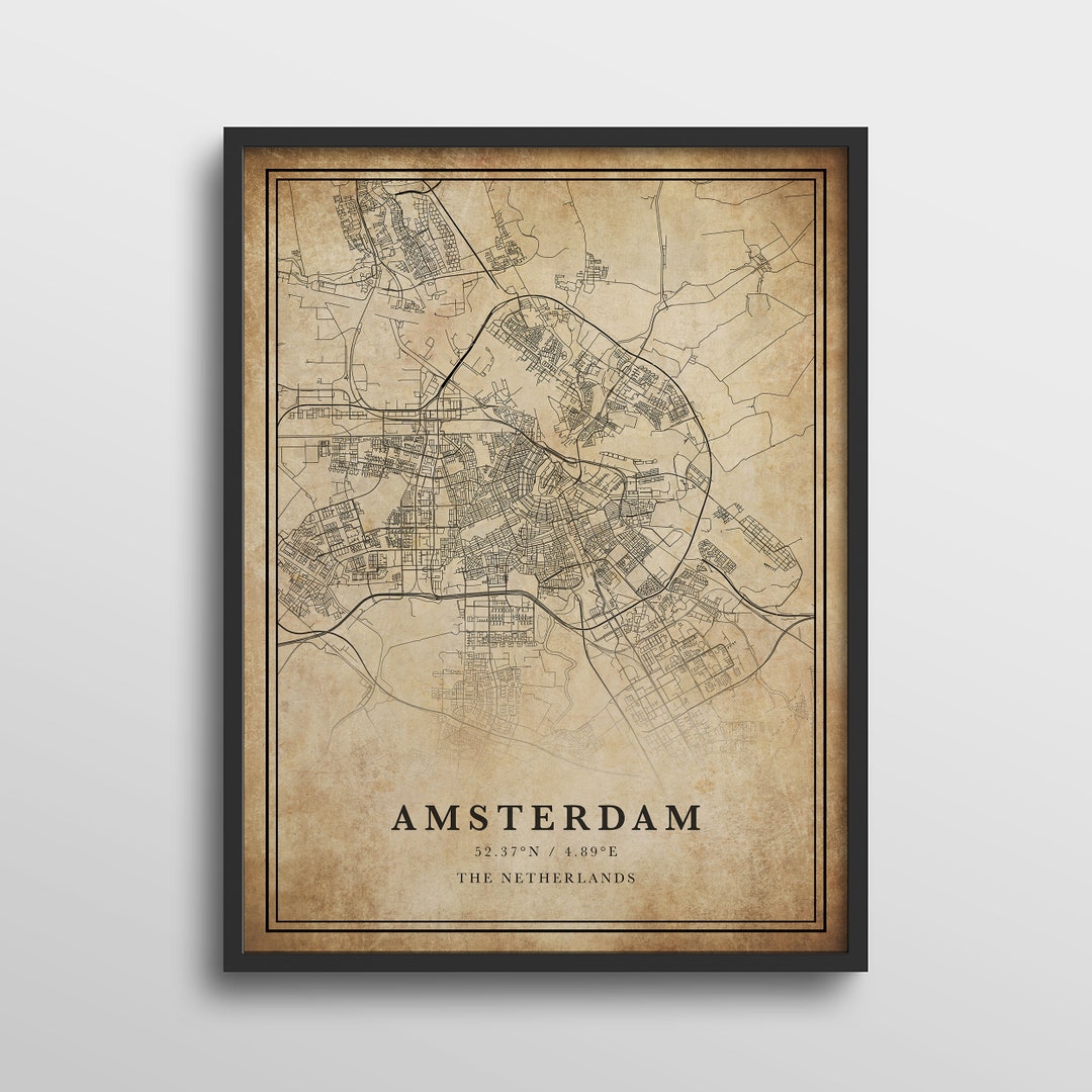 Amsterdam Map the Netherlands Amsterdam Map Print Amsterdam - Etsy