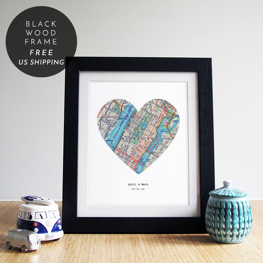 Heart Map Art, Map Heart, Heart Map Print,personalized Map Framed ...