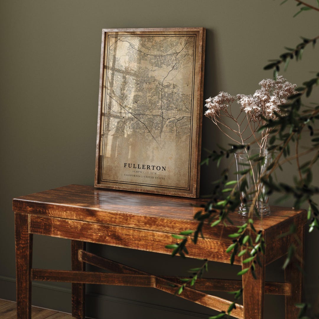Fullerton Vintage Map Print, California (canvas or Art Paper) - Etsy