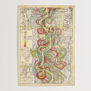 Harold Fisk Map Print: Mississippi River Meander Greenville to ...