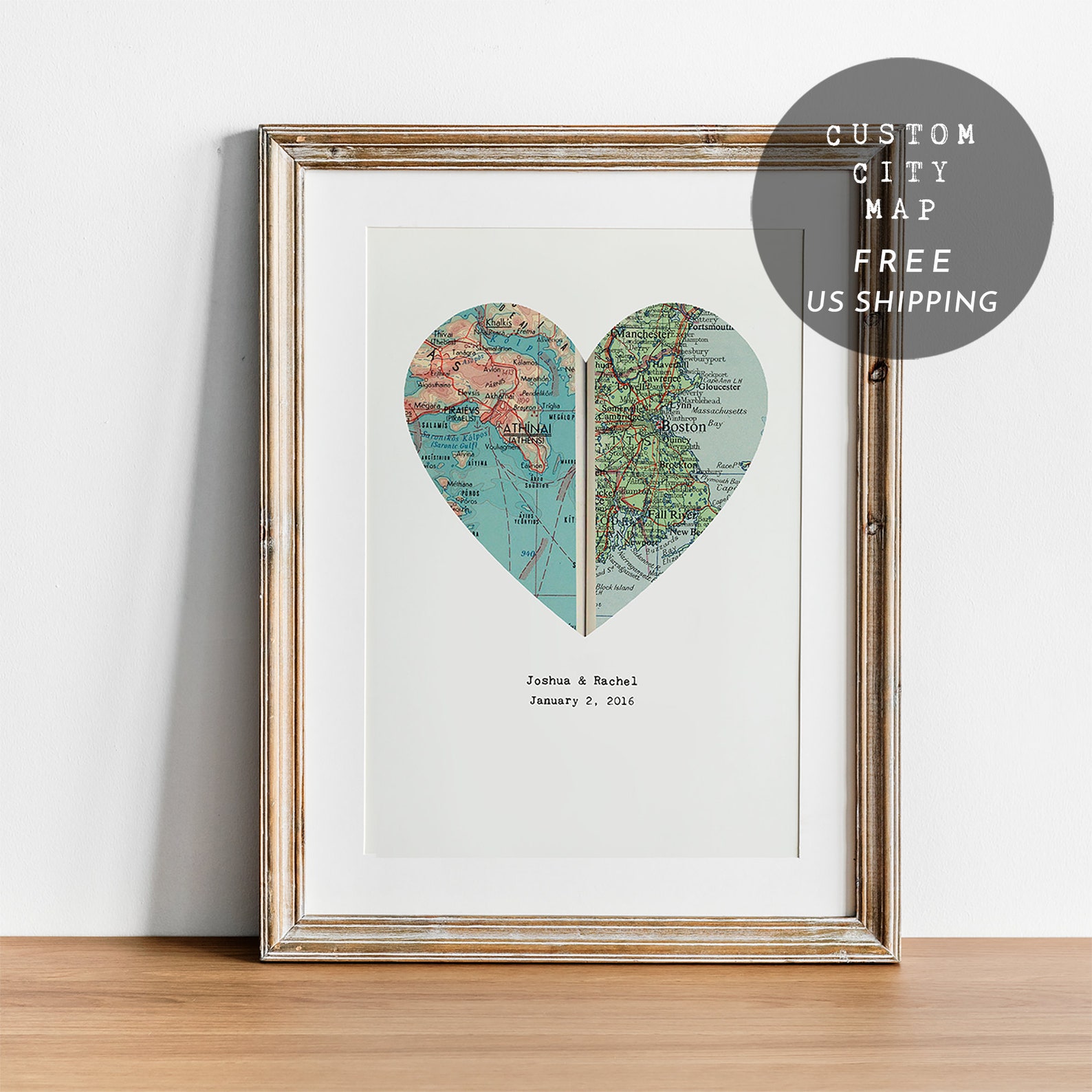 Personalized Map Heart Map Print Anniversary Gift Map - Etsy UK