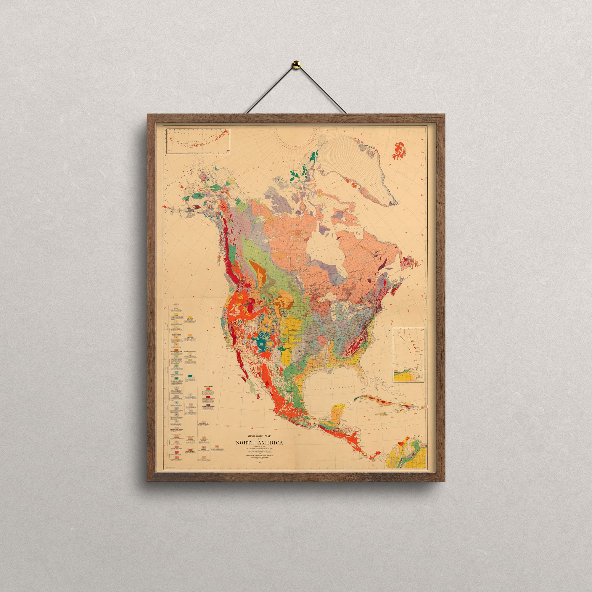 Vintage Geologic Map Geologic Map of North America Old - Etsy UK
