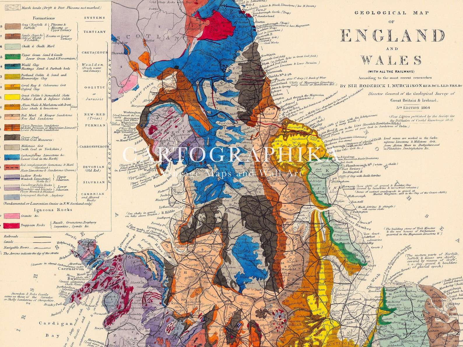 Geologic Map, Geologic Map of England and Wales, Old Geological Map ...