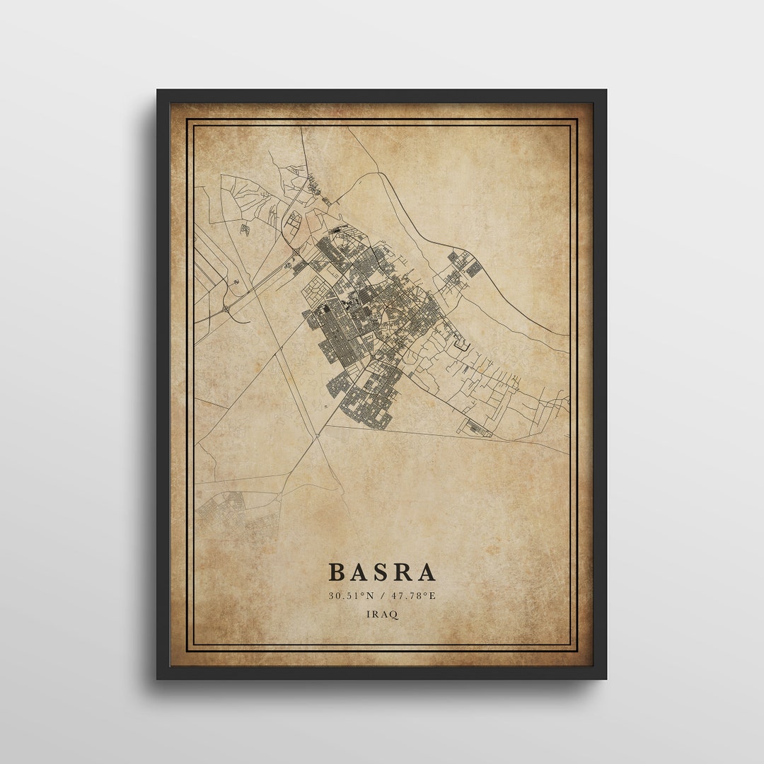 Basra Map Iraq Basra Map Print Basra Map Art Basra Gift - Etsy