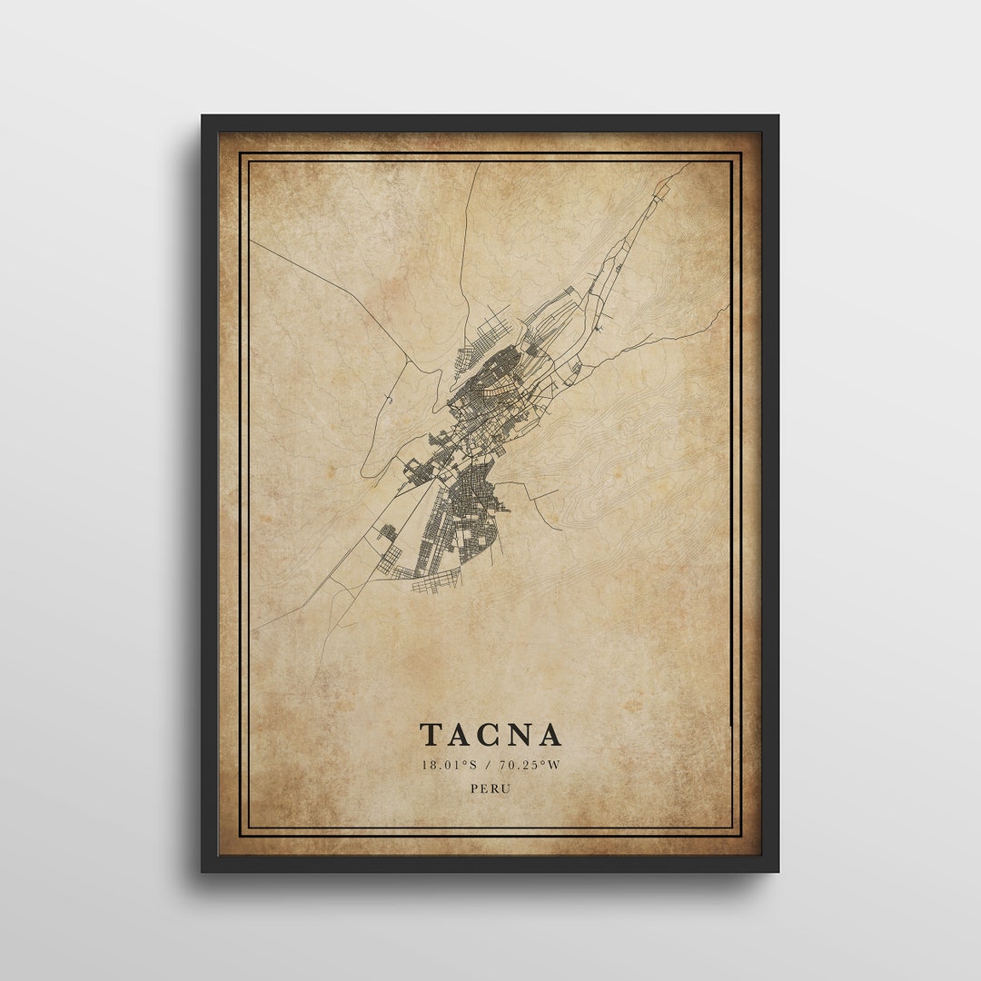 Tacna Map Peru Tacna Map Print Tacna Map Art Tacna Gift - Etsy