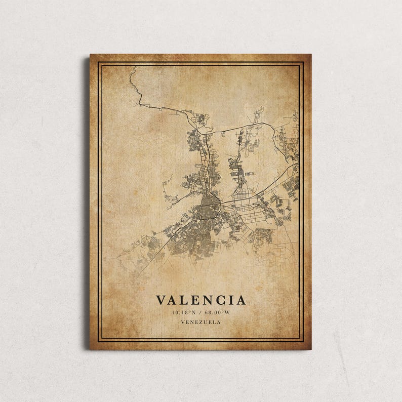Valencia Map, Venezuela, Valencia Map Print, Valencia1 Map Art, Valencia Gift Map, Valencia ...