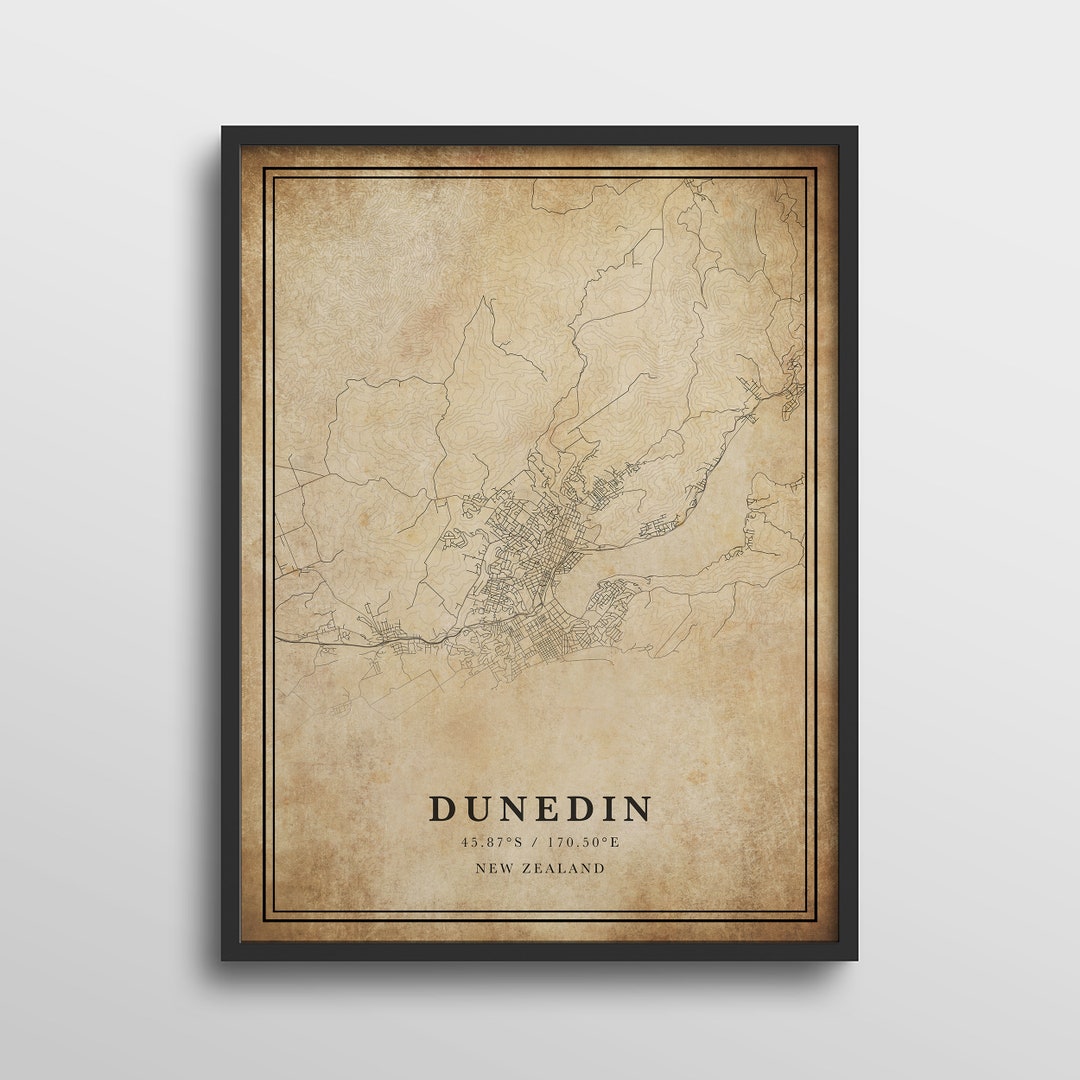 Dunedin Map New Zealand Dunedin Map Print Dunedin Map Art - Etsy