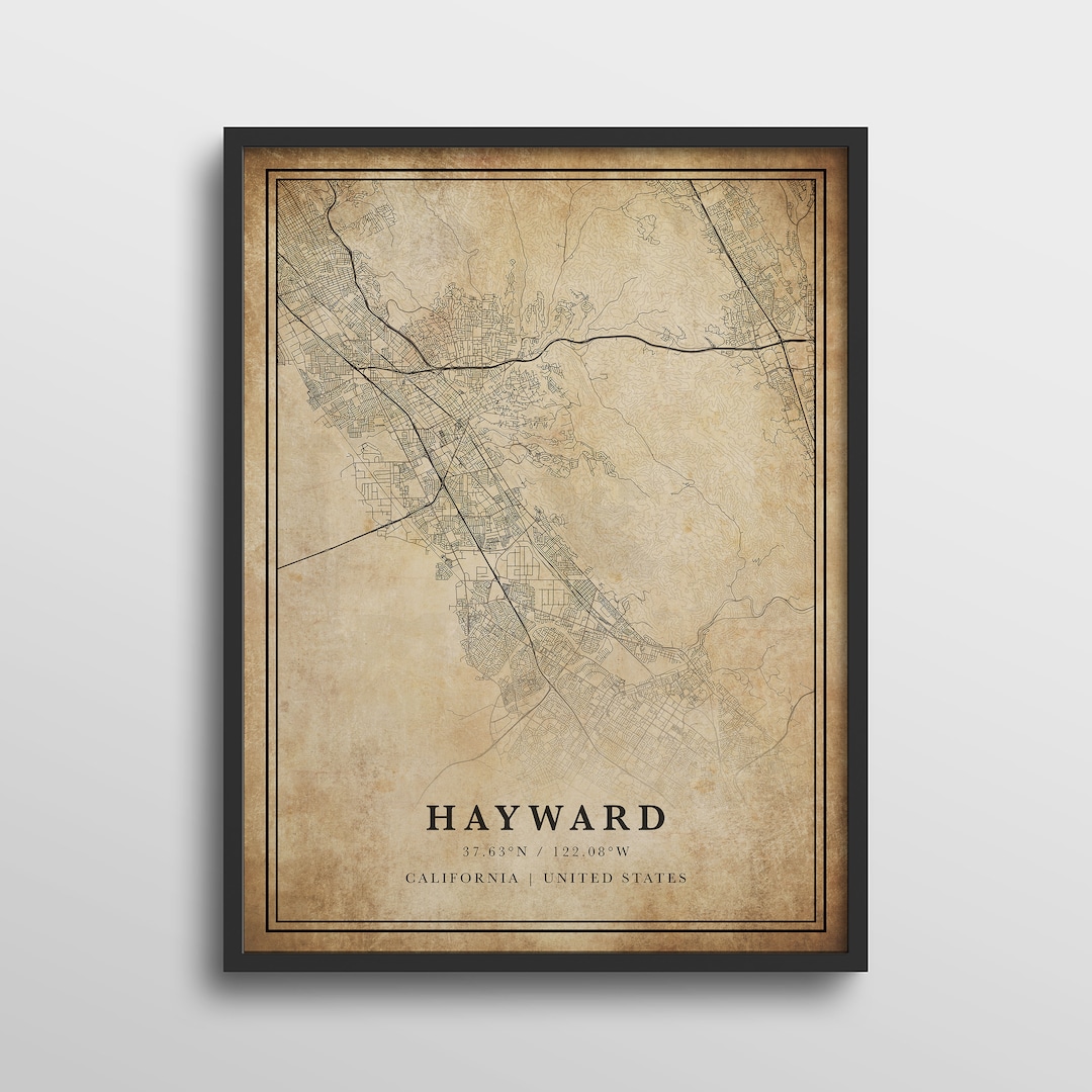 Hayward Map California Hayward Map Print Hayward Map Art - Etsy