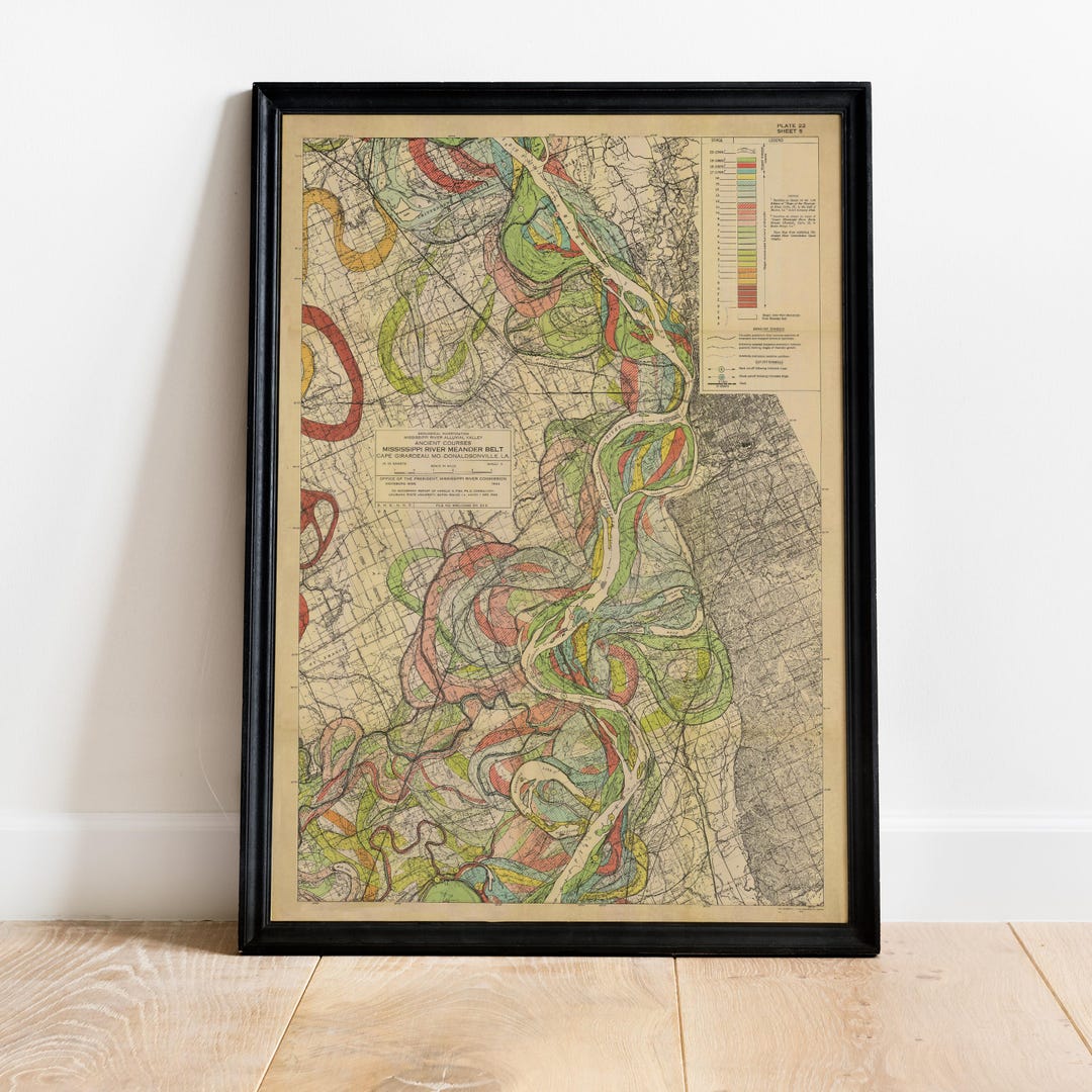 Harold Fisk River Map: Mississippi Meander From Osceola to Memphis ...