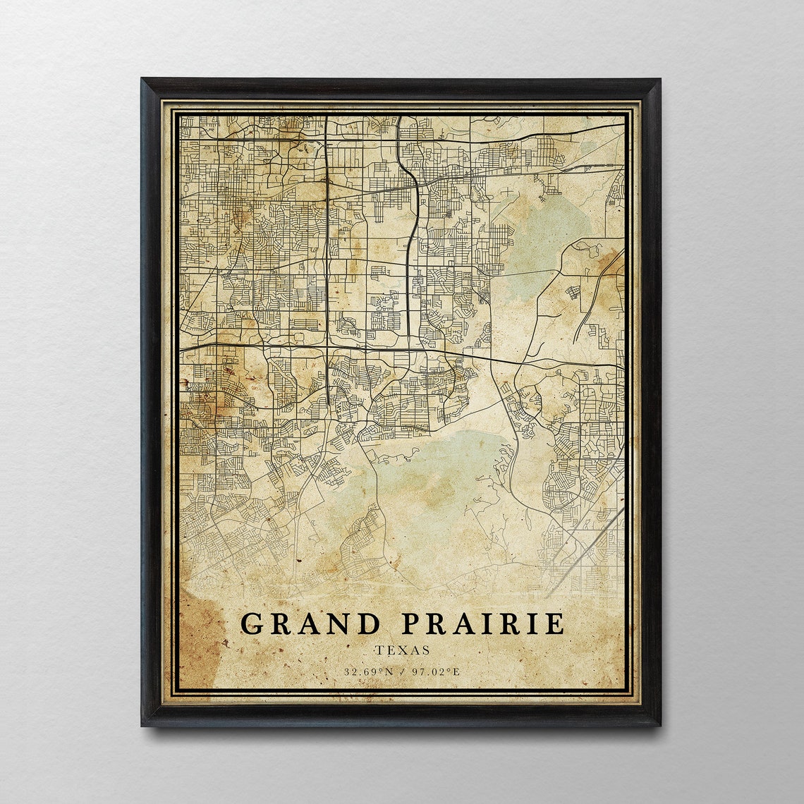 Vintage Grand Prairie Map Texas Vintage style Map City Map | Etsy