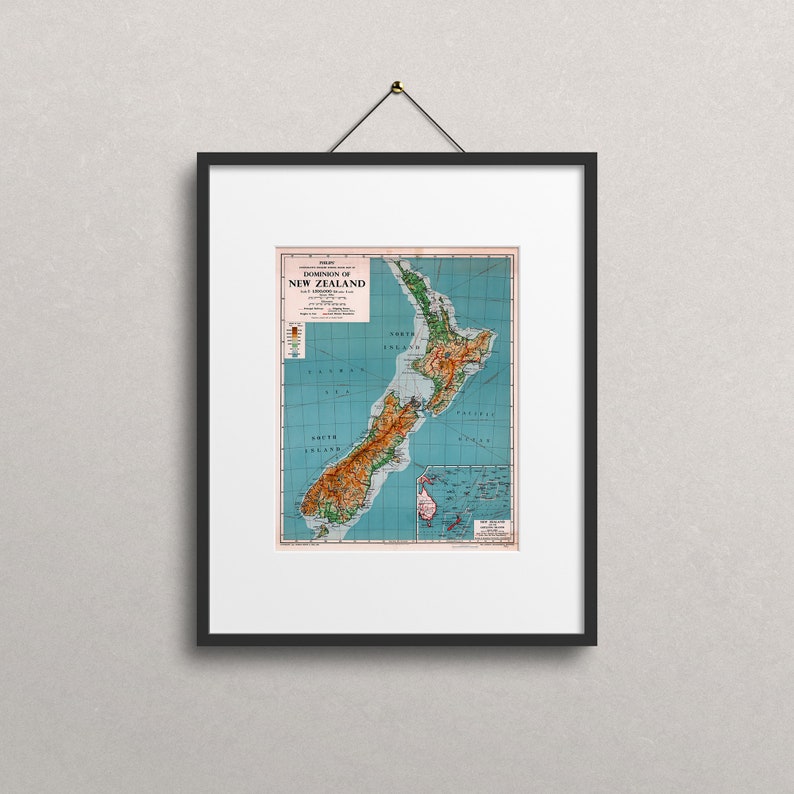 Vintage Map New Zealand Art Map Vintage Map Print Old Map - Etsy UK