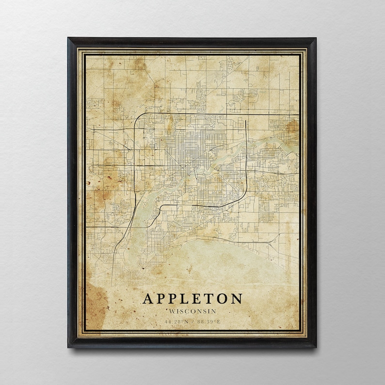 Vintage Appleton Map Wisconsin Vintage style Map City Map | Etsy