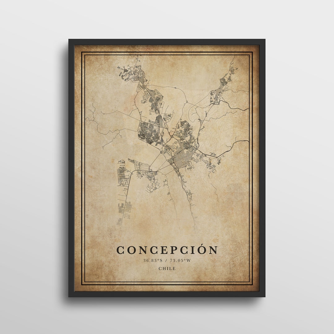 Concepcion Map Chile Concepcion Map Print Concepcion Map - Etsy